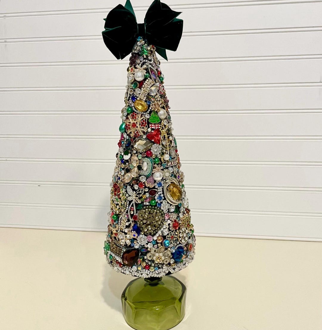 17 Handmade Jewelry Tree W/ Vintage Glass Base - Etsy