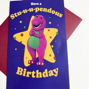 Barney Dinosaur Birthday Card - Etsy