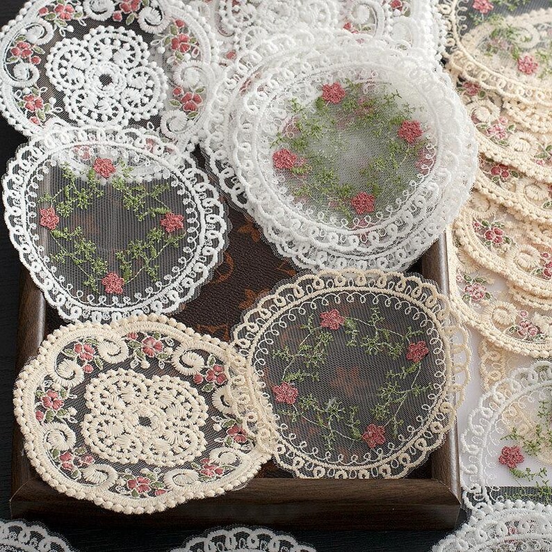 3sets Round Lace Patch, French Vintage Floral Applique, Sew on ...