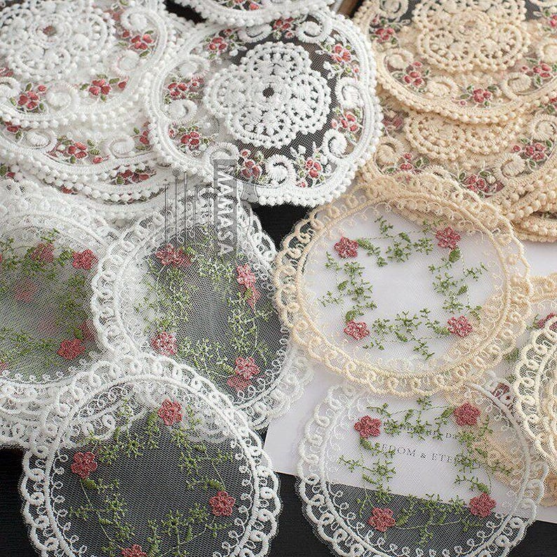 3sets Round Lace Patch, French Vintage Floral Applique, Sew on ...