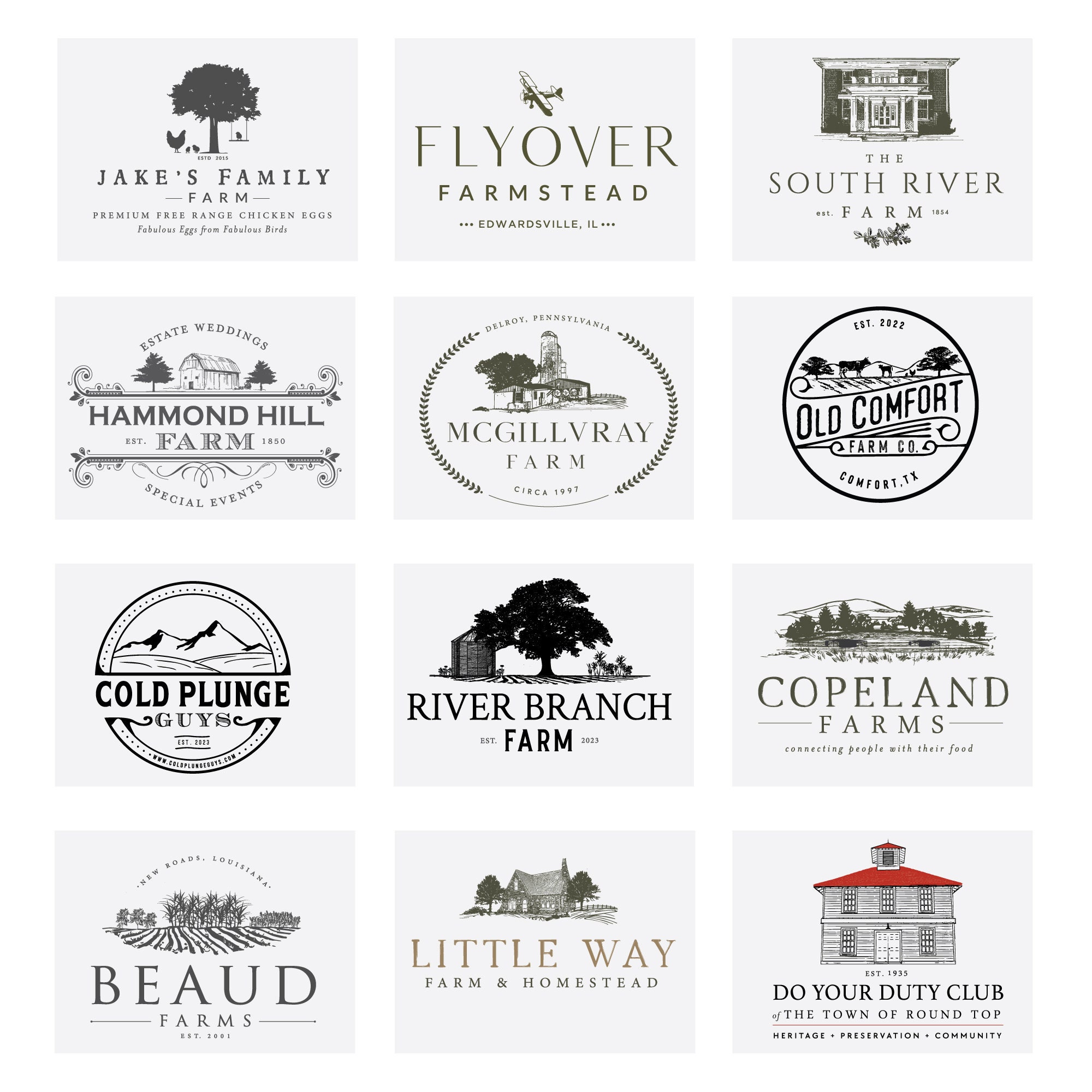 Farm Logo Design Premium Branding Package Farmhouse Logo Rustic Farm ...
