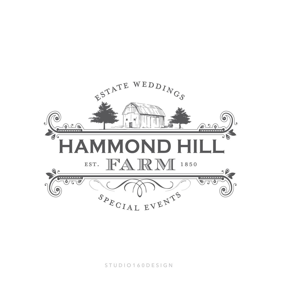 Farm Logo Design - Premium Branding Package - Wedding Venue - Handdrawn ...