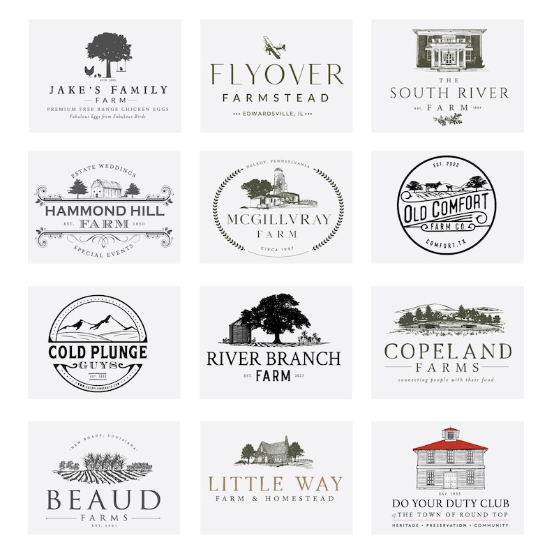 Custom Farm Logo Design: Rustic Illustration, Business Branding - Etsy