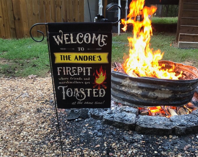 Welcome to Our Fire Pit-garden Sign-camping Sign-personalized - Etsy