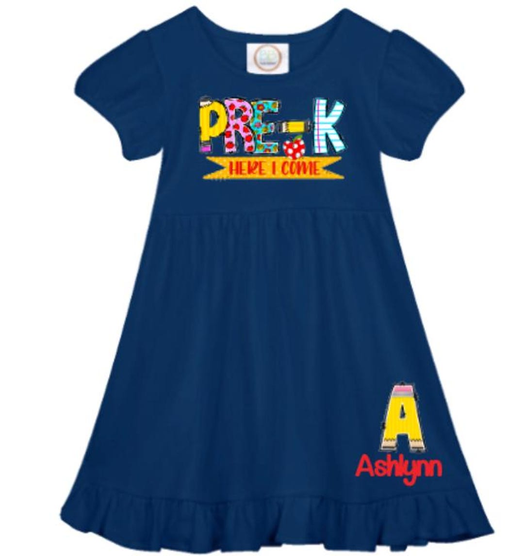 Personalized Back to School Dress: Monogrammed Pre-k Outfit - Etsy