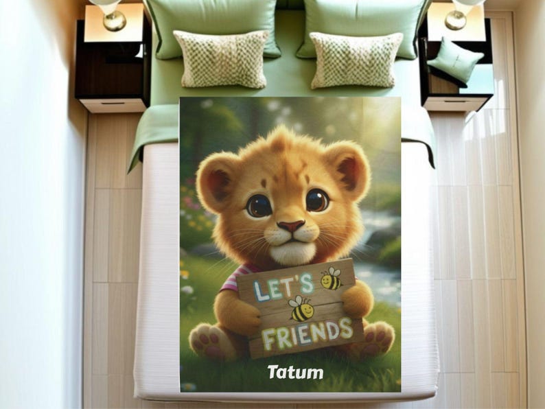 Personalized Infant, Toddler Lion Cub Velveteen Plush Blanket, Lion ...