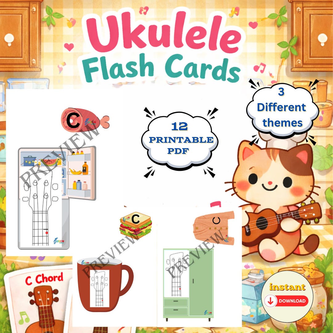 Ukulele Flash Cards Printable , Preschool Fun - Etsy