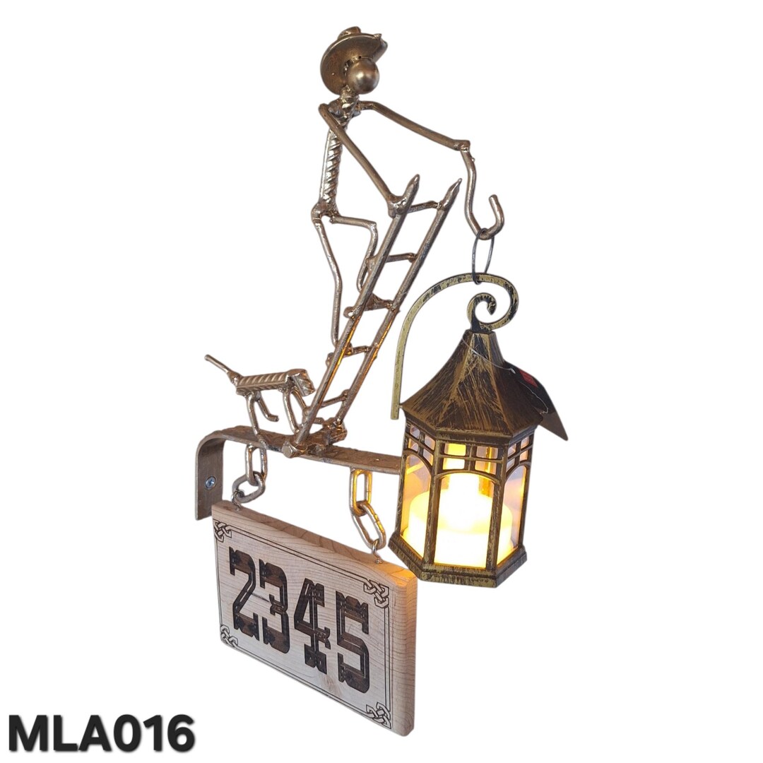 Handmade Rustic Welded Iron House Number Sign With Lantern – Farmhouse ...