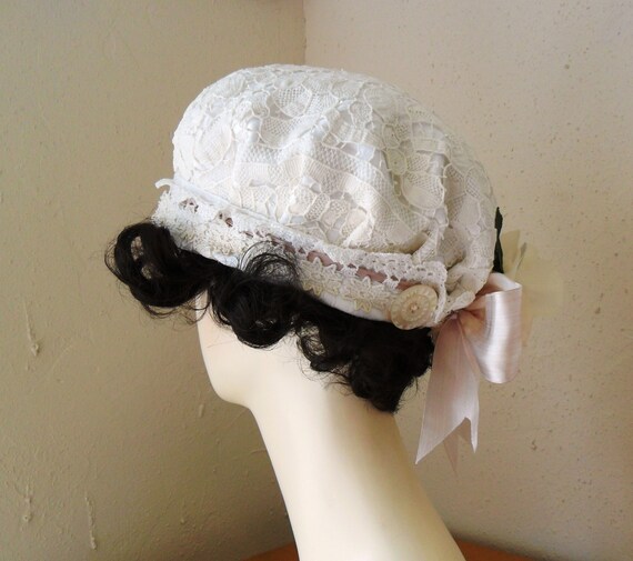 Beautiful Beret/Cloche Hat made with Vintage Point de… - Gem