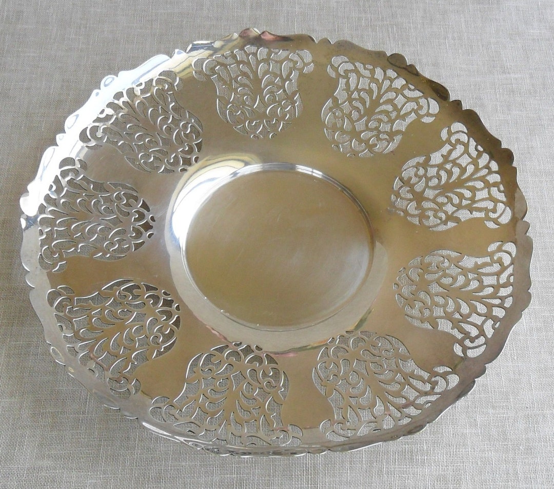 Vintage Wilhelm WOLFF Silver Plated George VI Pierced Centerpiece Plate ...
