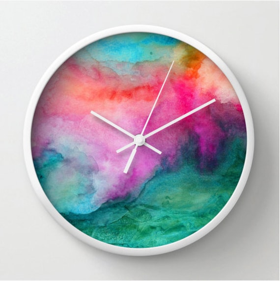 Watercolor Wall Clock Modern Home Decor Watercolor Design - Etsy