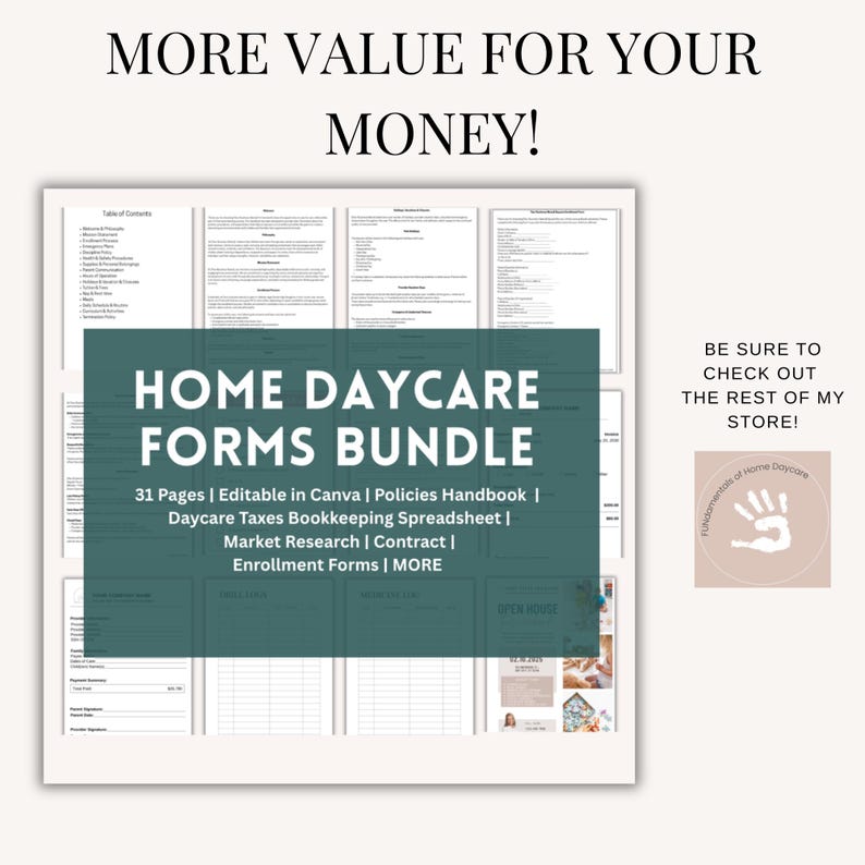 Home Daycare Enrollment Form Daycare Starter Kit Childcare Form in Home ...