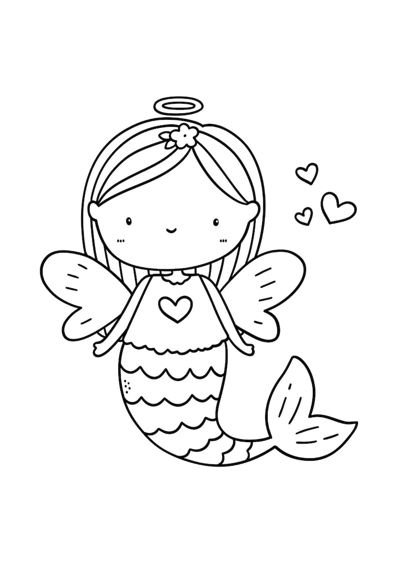 Mermaids Coloring Pages for Kids, Preschool Printable, 10 A4/US Letter ...