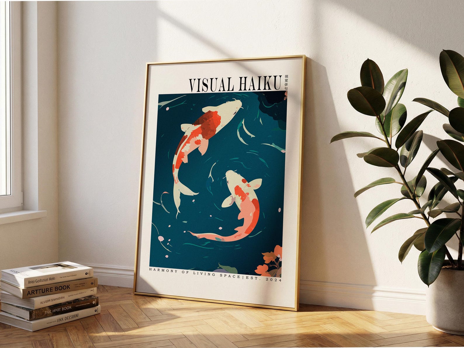 Visual Haiku Koi Fish Art: Zen Japandi Poster, Yin Yang Koi Print ...