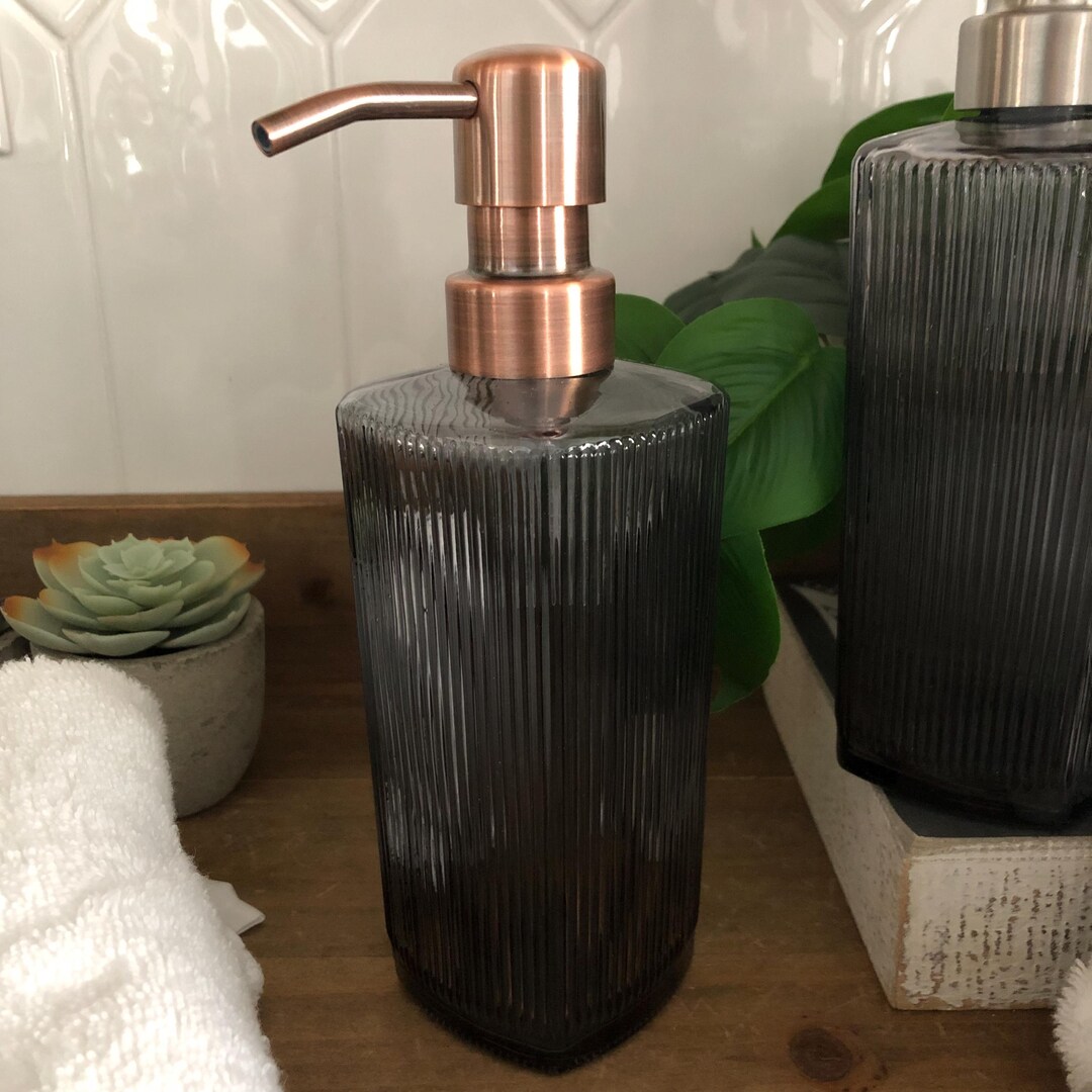 Winslow Fluted Glass Soap Dispenser – Ribbed Parisian Style, Refillable ...