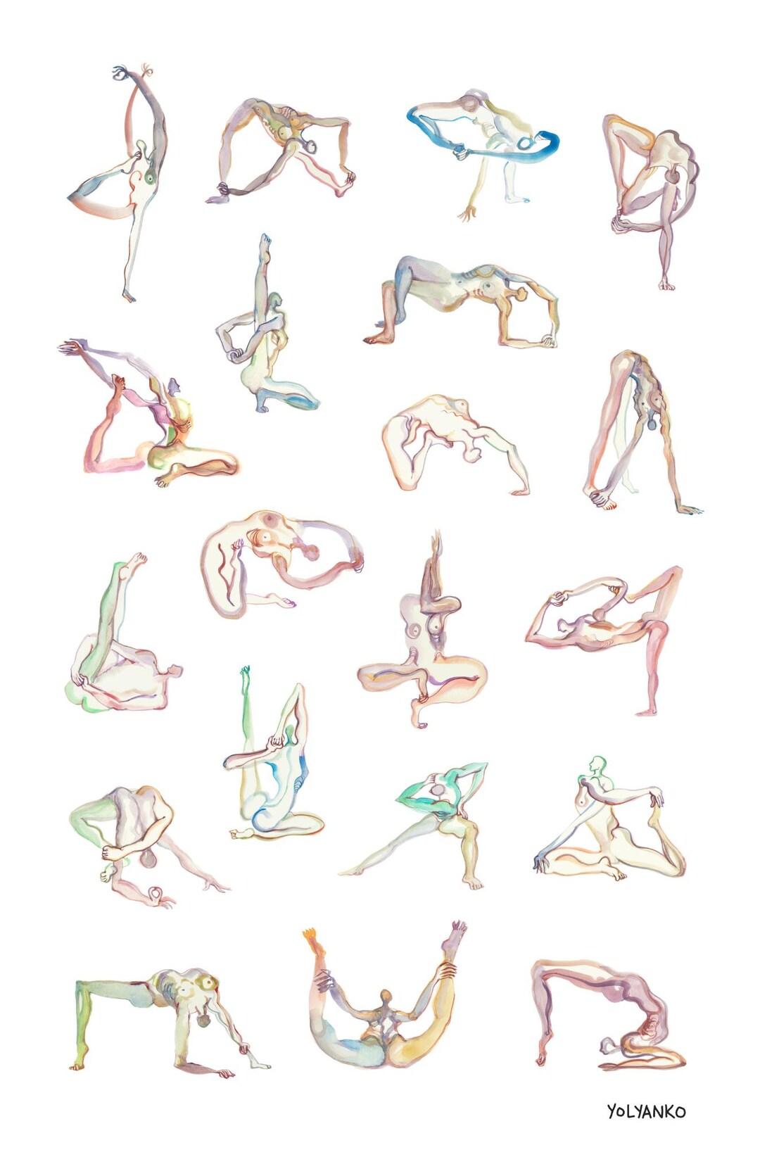 Yoga Sequence Colorful Yoga Pose | Downloadable Design for Decor and ...
