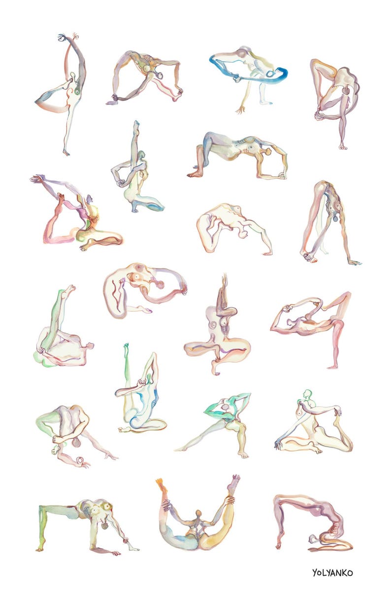 Yoga Sequence Colorful Yoga Pose | Downloadable Design for Decor and ...