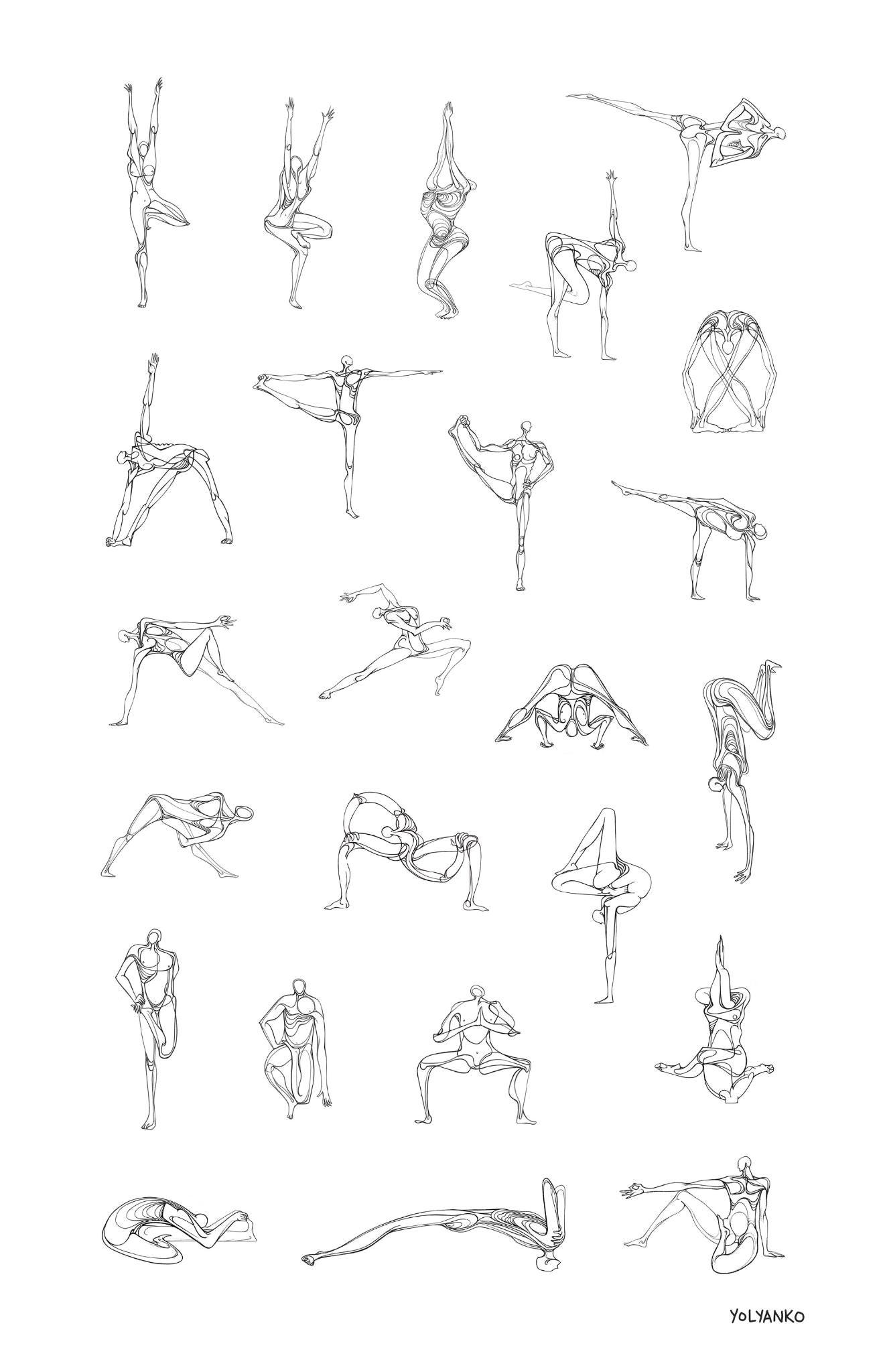 Yoga Sequence Black & White Yoga Pose | Downloadable Design for Decor ...