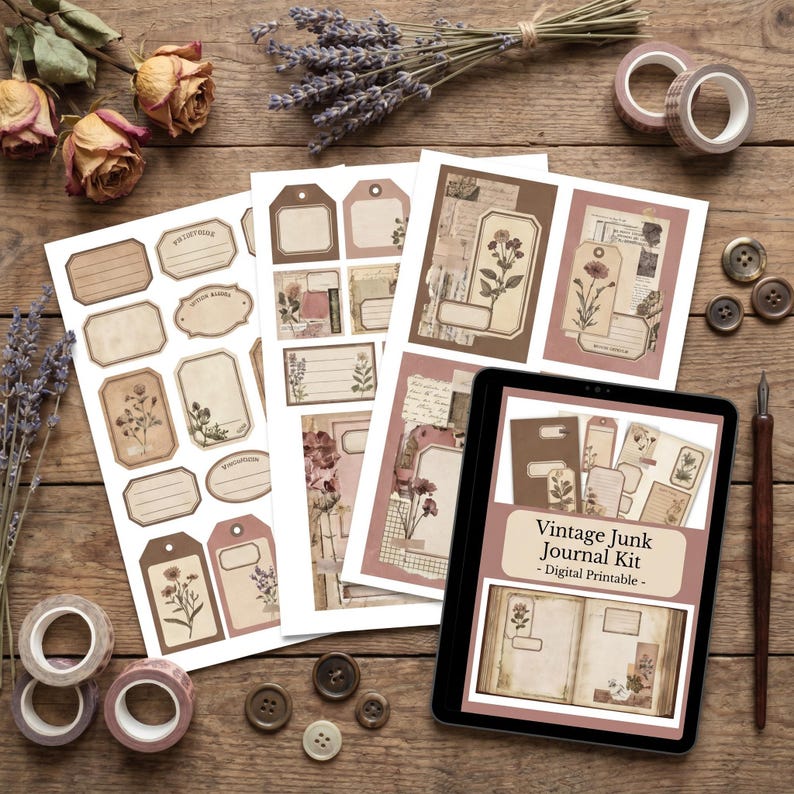 Junk Journal Kit Printable | Vintage Journal Pages | Ephemera Pack ...