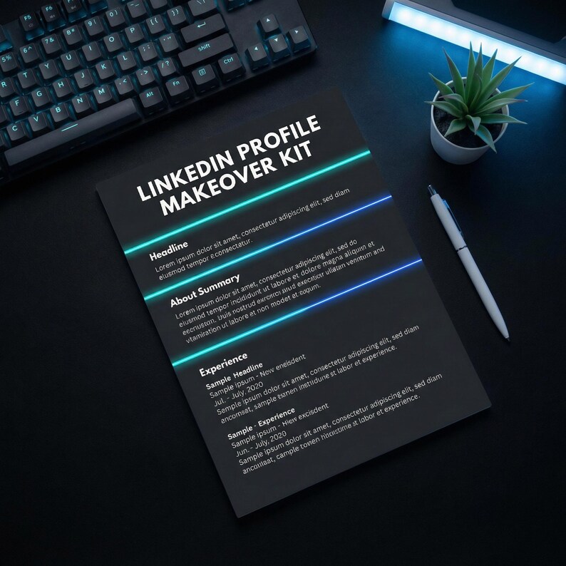 Linkedin Profile Makeover Kit Printable | 5 Layouts | Headline Formulas ...