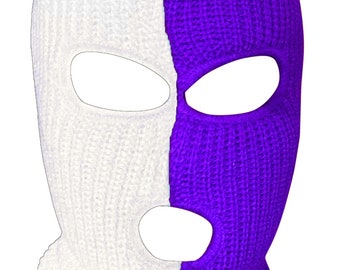 Ski Mask Beige and Brown Two Tone 3 Holes Half Beige Half | Etsy