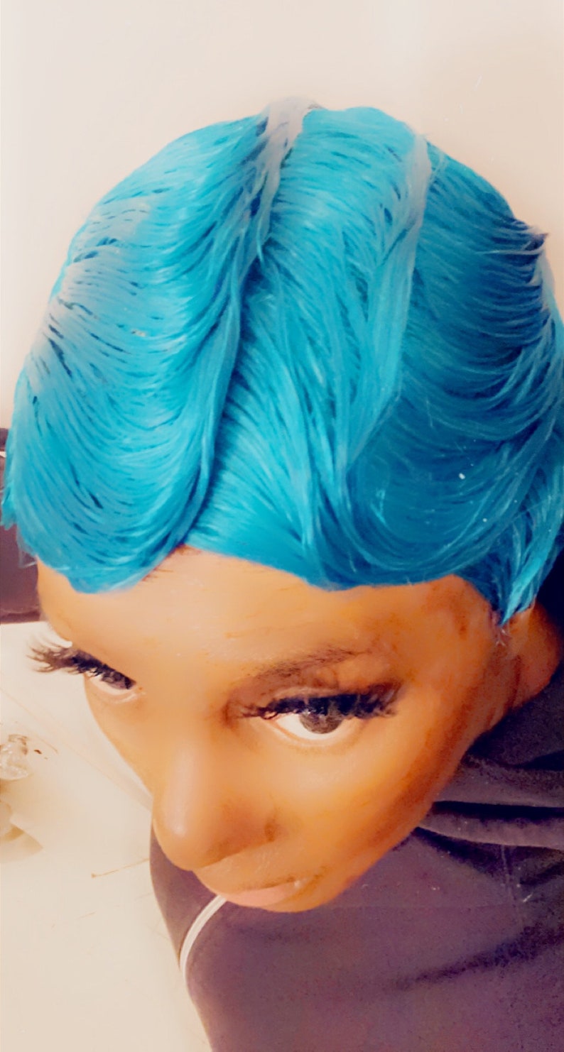 Finger Wave Wig Turquoise Teal Aqua Trina Keyshia | Etsy
