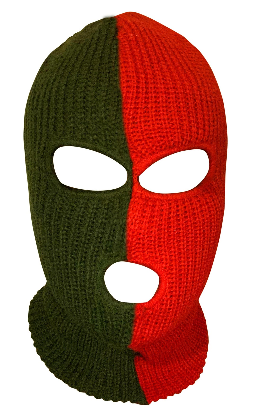 Ski Mask Christmas Colors 3 Holes Red and Green Two Tone - Etsy