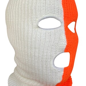 Ski Mask Half Orange Half White Colors 3 Holes Orange Ice Two Tone - Etsy