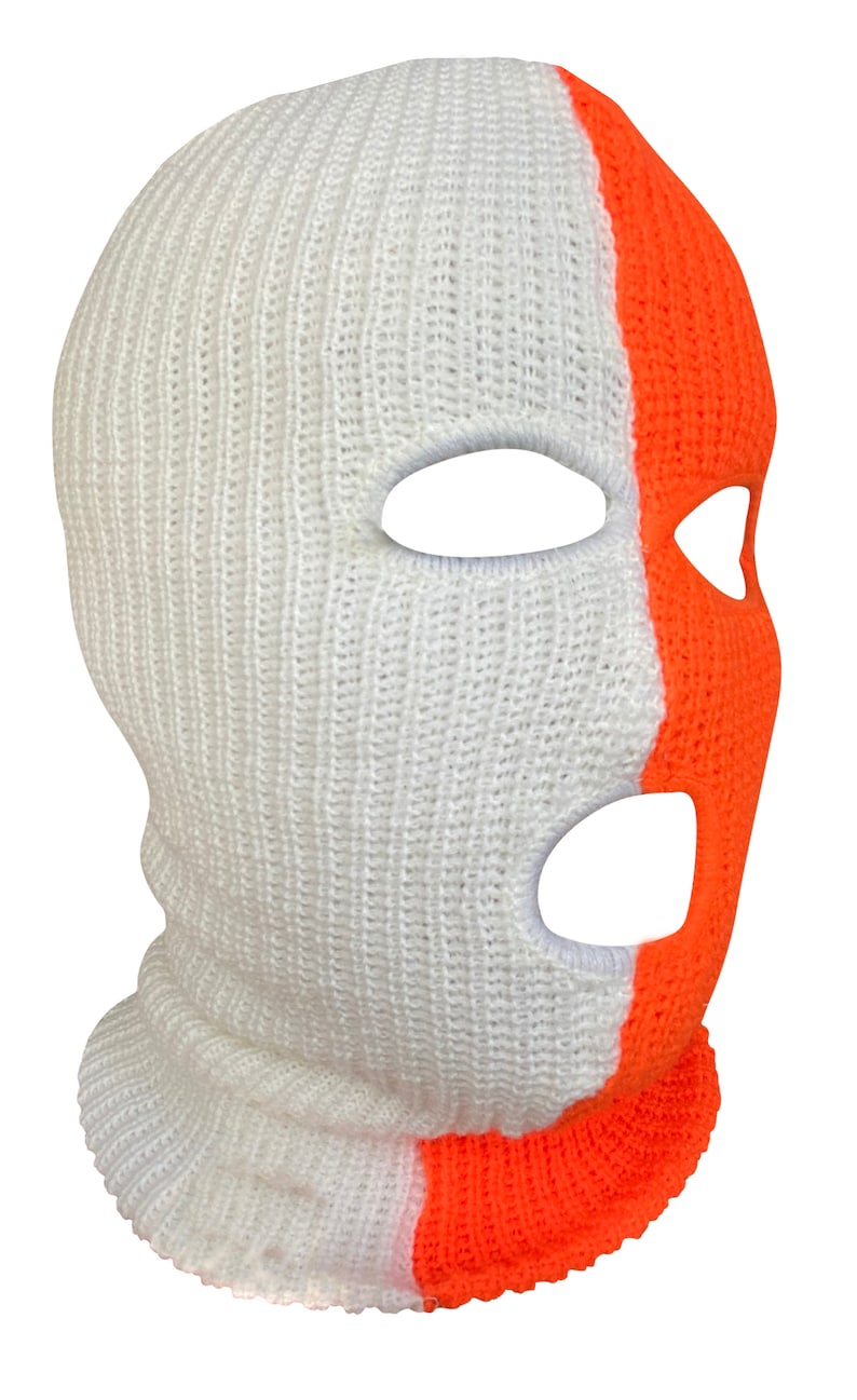 Ski Mask Half Orange Half White Colors 3 Holes Orange Ice Two - Etsy