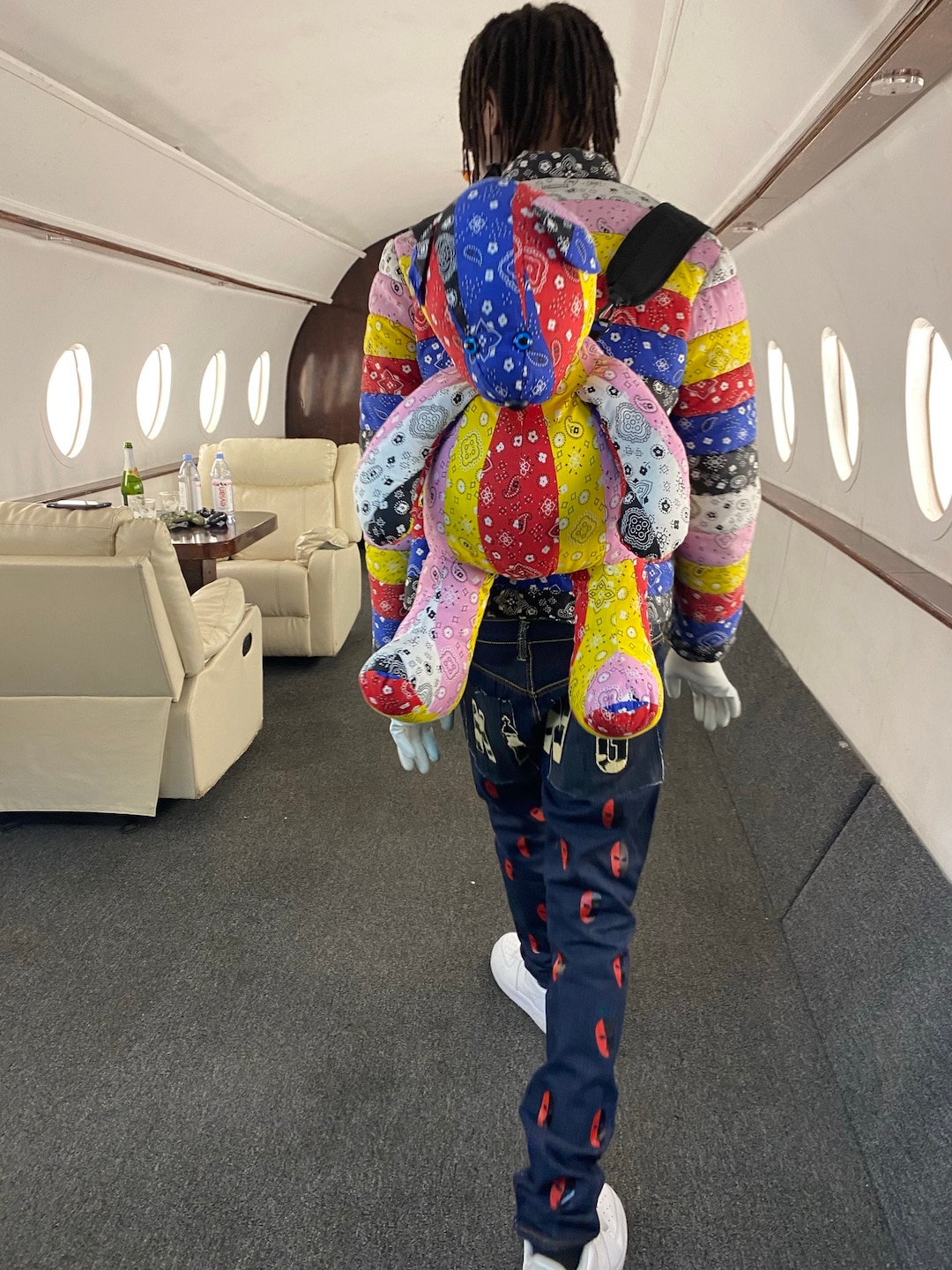 Backpack Teddy Bear Bandana Fabric Plush Toy Bag Kente, Denim, Giant 36 ...