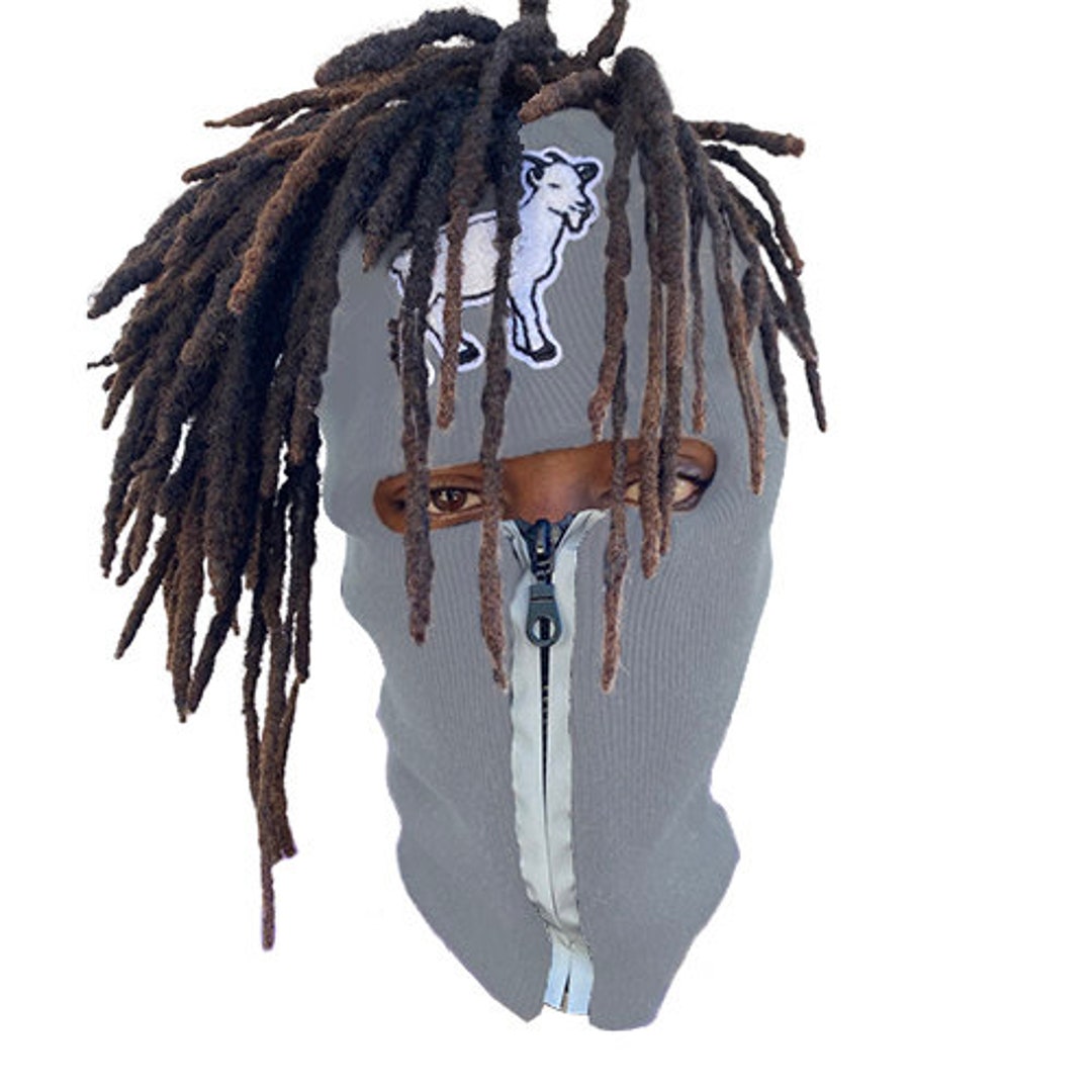 Dread Head Light Grey Reflective Zip up Balaclava With White Goat ...