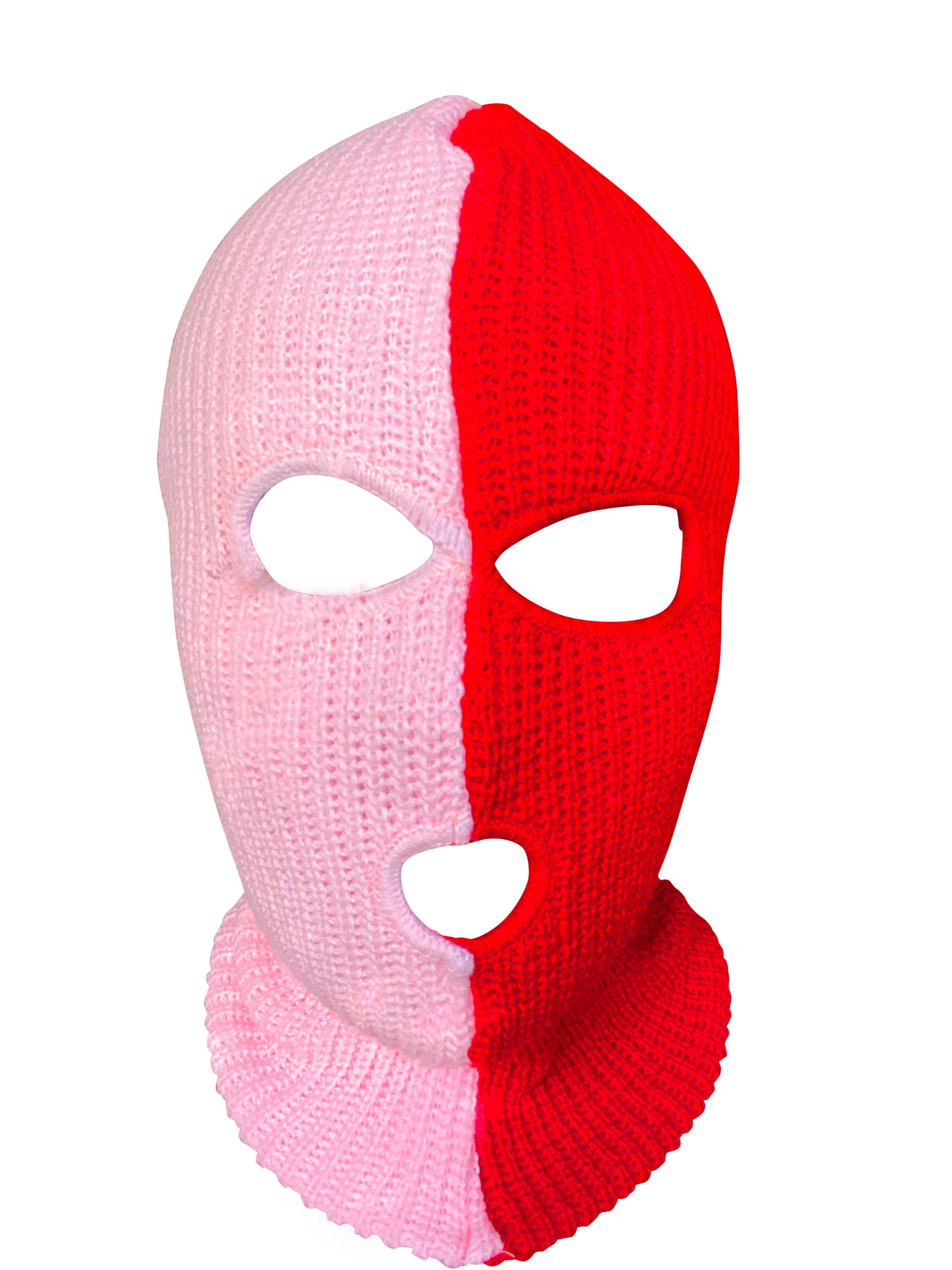 Ski Mask Half Pink Half Red Colors 3 Holes Sweetheart Valentine Two ...