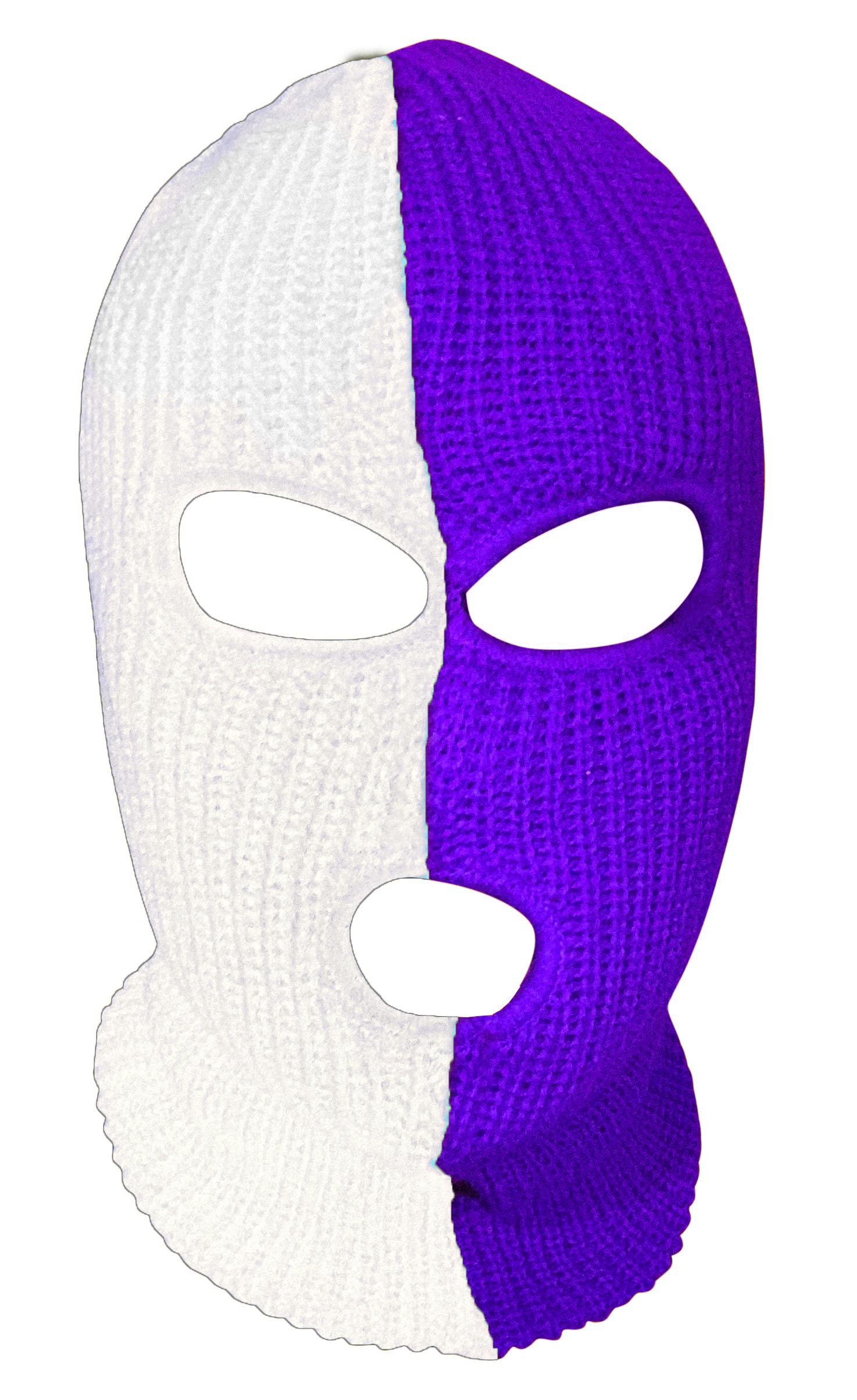 Ski Mask Purple and White Two Tone 3 holes Half Purple Half | Etsy