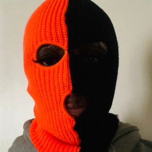 Ski Mask Halloween, Bengals Two Tone 3 Holes Orange and Black - Etsy