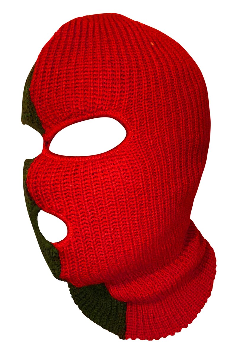 Ski Mask Christmas Colors 3 Holes Red and Green Two Tone - Etsy
