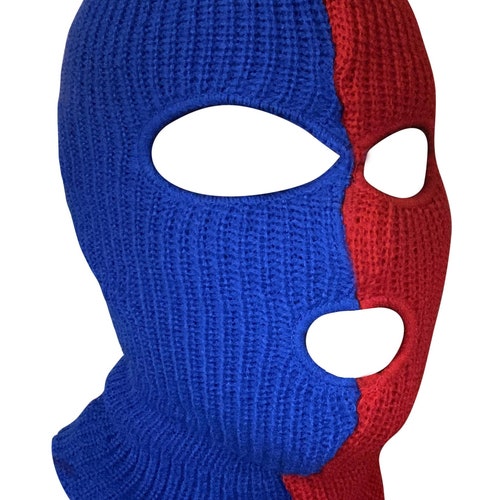 Ski Mask White and Black Two Tone 3 Holes Half White Half - Etsy