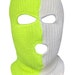 Ski Mask Half Neon Green Half White Colors 3 Holes Lemon Ice Two Tone ...