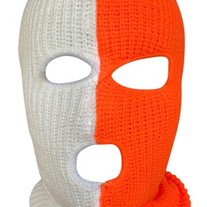 Ski Mask Half Orange Half White Colors 3 Holes Orange Ice Two Tone - Etsy