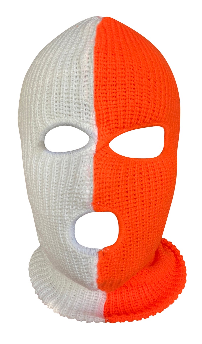 Ski Mask Half Orange Half White Colors 3 Holes Orange Ice Two - Etsy