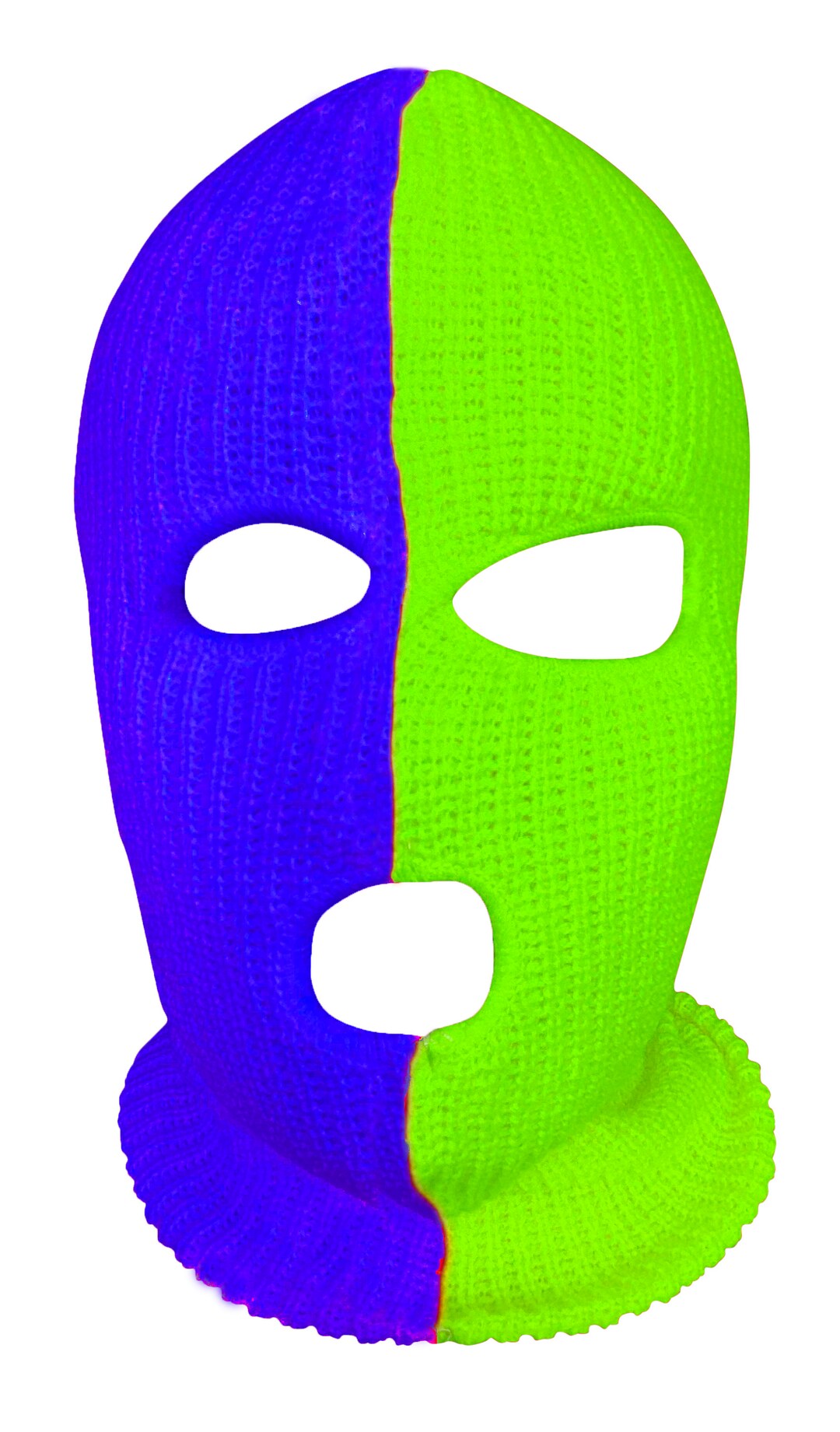 Ski Mask Purple and Slimegreen Two Tone 3 Holes Half Purple Half Slime ...