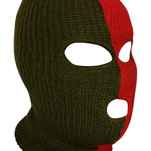 Ski Mask Christmas Colors 3 Holes Red and Green Two Tone - Etsy