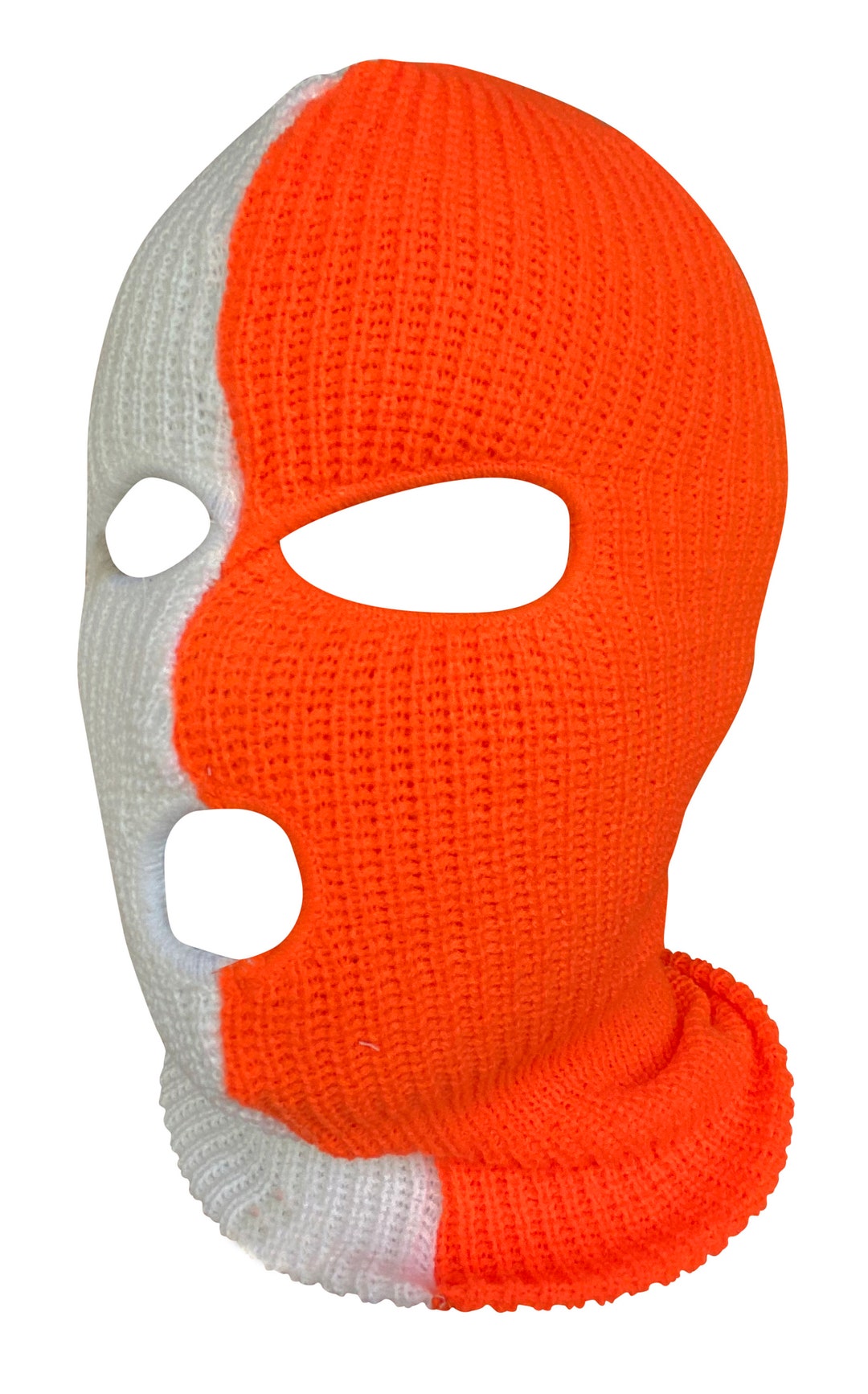 Ski Mask Half Orange Half White Colors 3 Holes Orange Ice Two Tone - Etsy