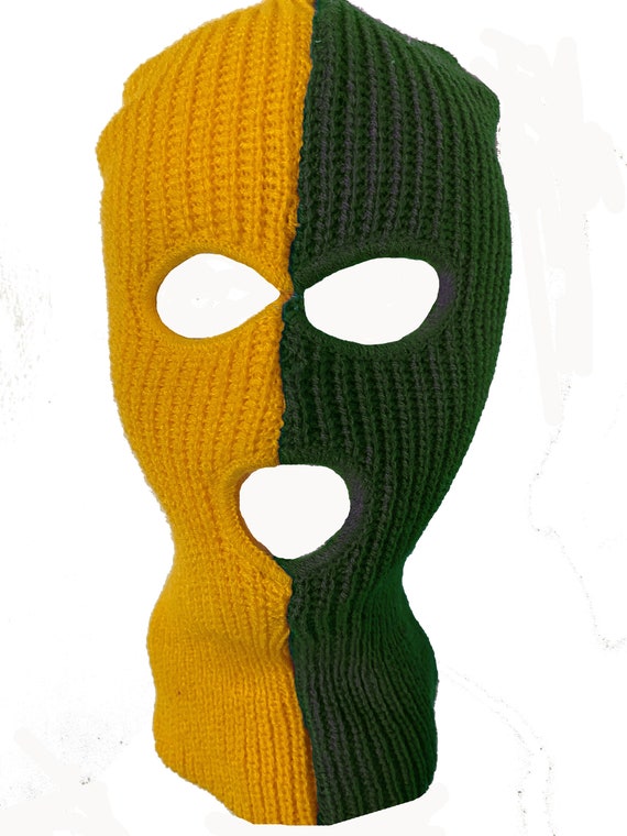 Ski Mask Yellow Green Colors 3 Holes Yellow and Olive Green | Etsy