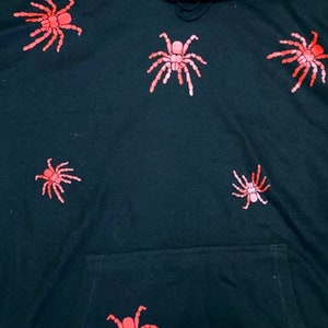 Spider Hoodie Black With Red Spiders - Etsy