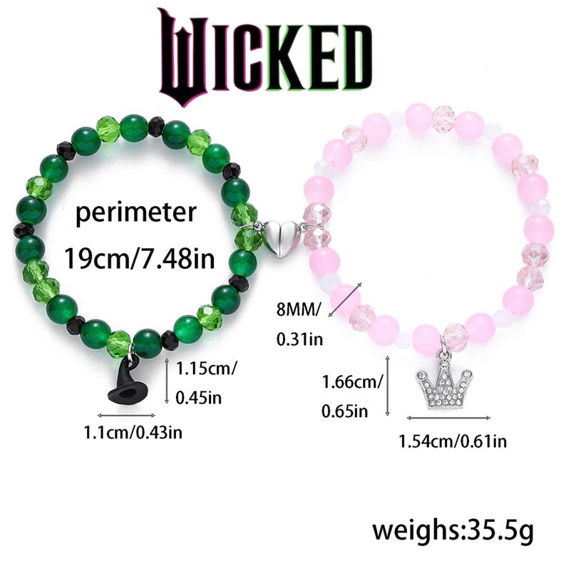 1 Pair Wicked Inspired Friendship Bracelets, Wicked Themed Bracelets ...