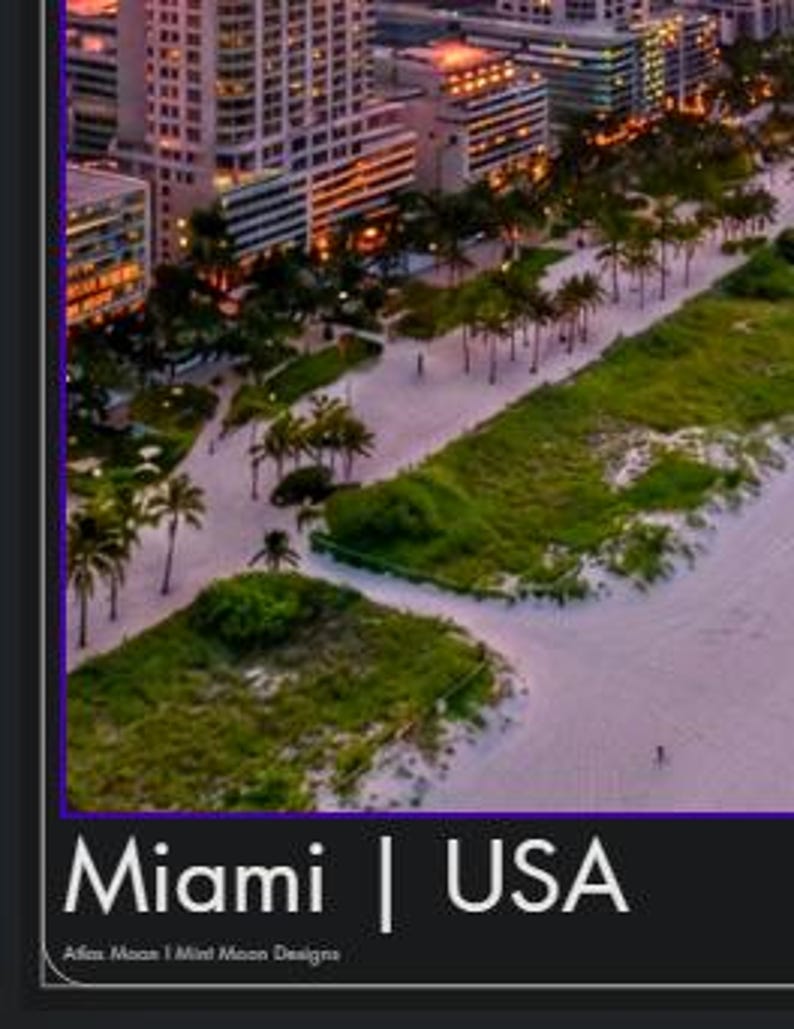 Miami Sunset Beach Skyline Print – Coastal Travel Decor (digital ...