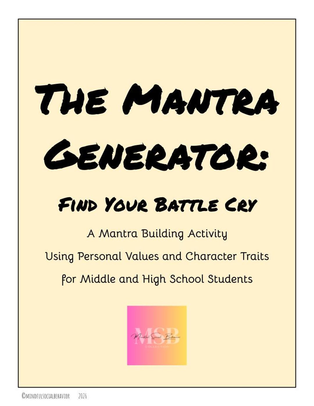Teen Personal Mantra | Growth Mindset Printable Activity for SEL, Teen ...