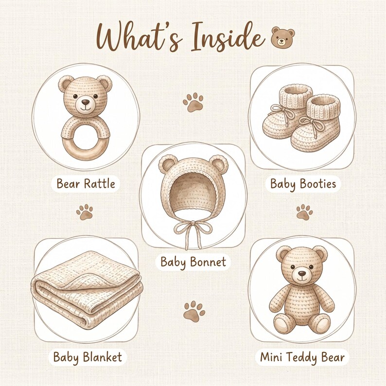Bear Crochet Newborn Gift Set Pattern | Baby Bear Hat Booties Blanket ...