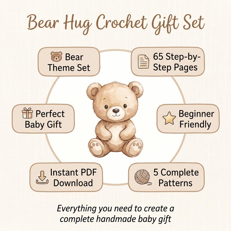 Bear Crochet Newborn Gift Set Pattern | Baby Bear Hat Booties Blanket ...