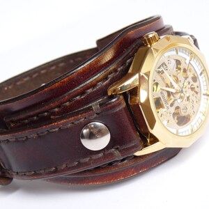 Brown Handmade Leather Watch Cuff - Etsy